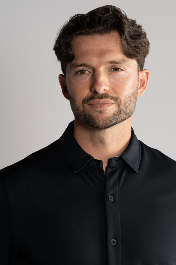 Long Sleeve Button Down Polo Solid // Black – Twillory