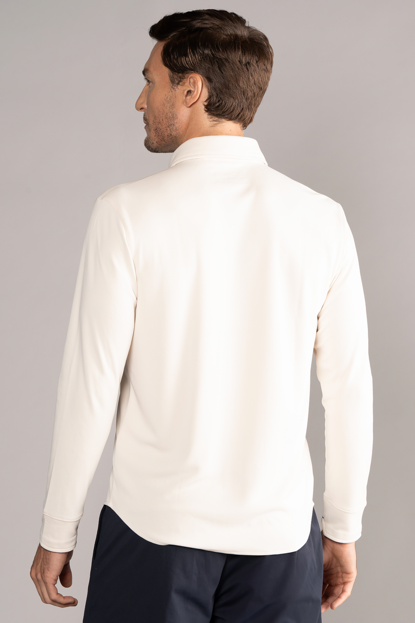 Long Sleeve Button Down Polo Solid // Ivory – Twillory