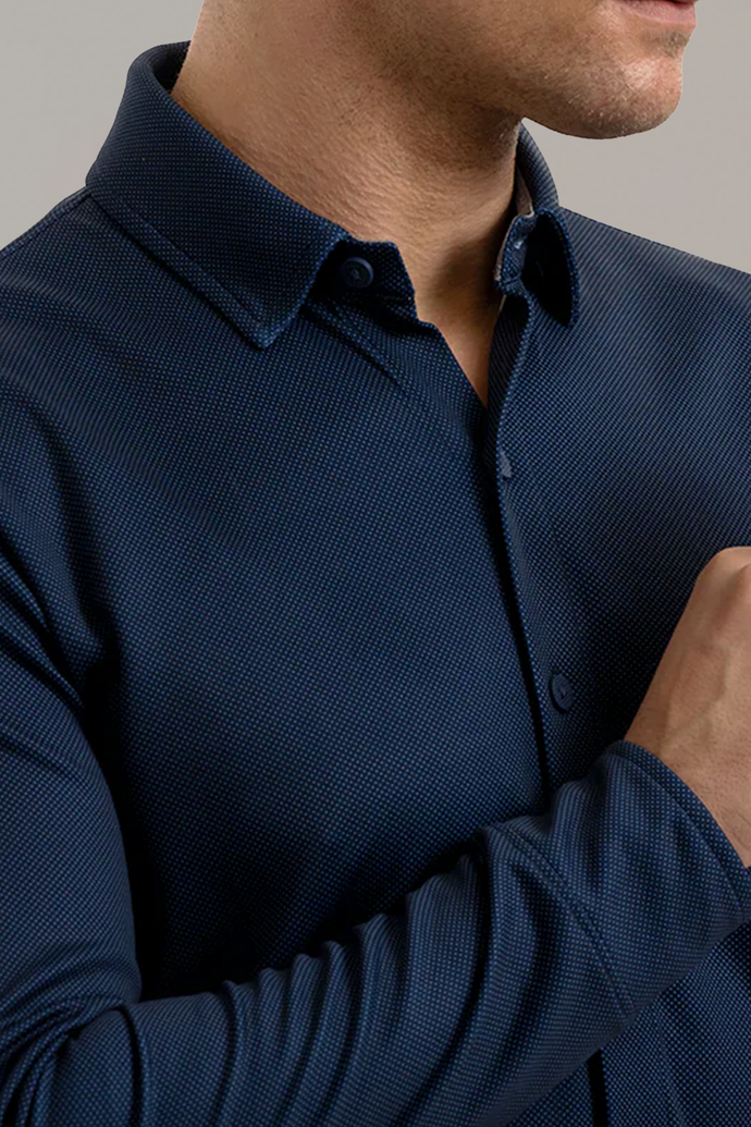 Long Sleeve Button Down Polo Dot // Navy – Twillory