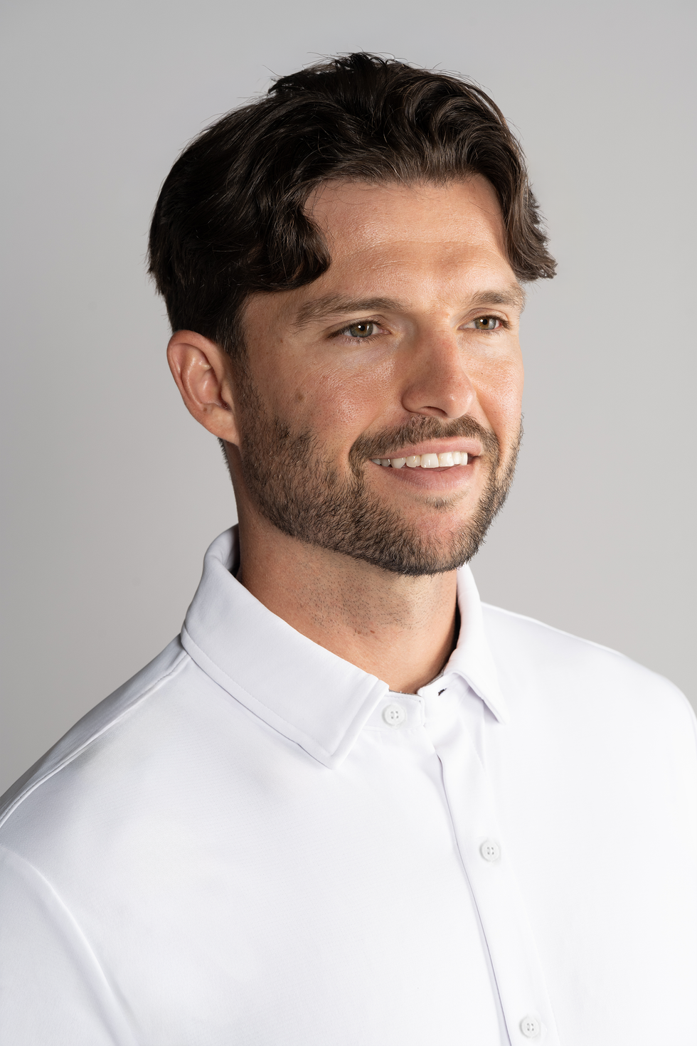 Long Sleeve Button Down Polo Solid // White – Twillory