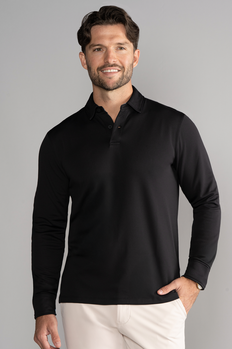 Men's Long Sleeve Performance Polo Shirt: Black, Navy, White & More ...