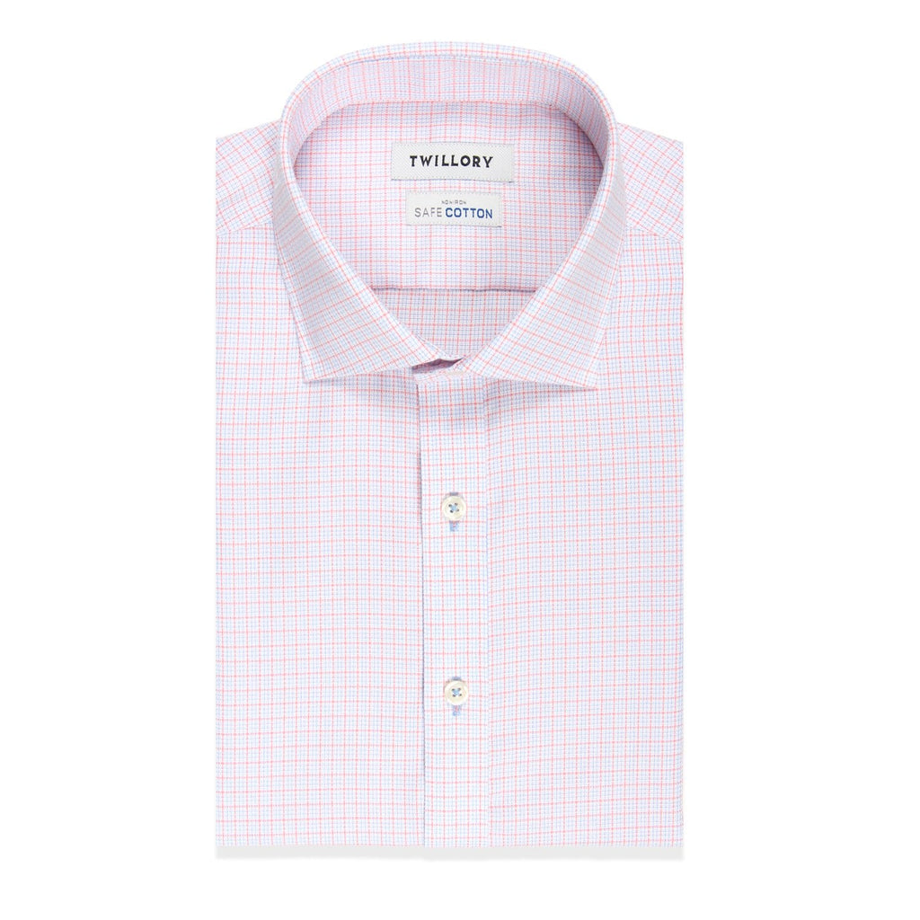 Men's Pink/White Check Wrinkle Free Dress Shirt: Formaldehyde Free Safe ...