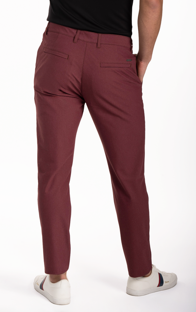 Men's Summer Melange Burgandy Dress Pant (Breathable & Lightweight ...